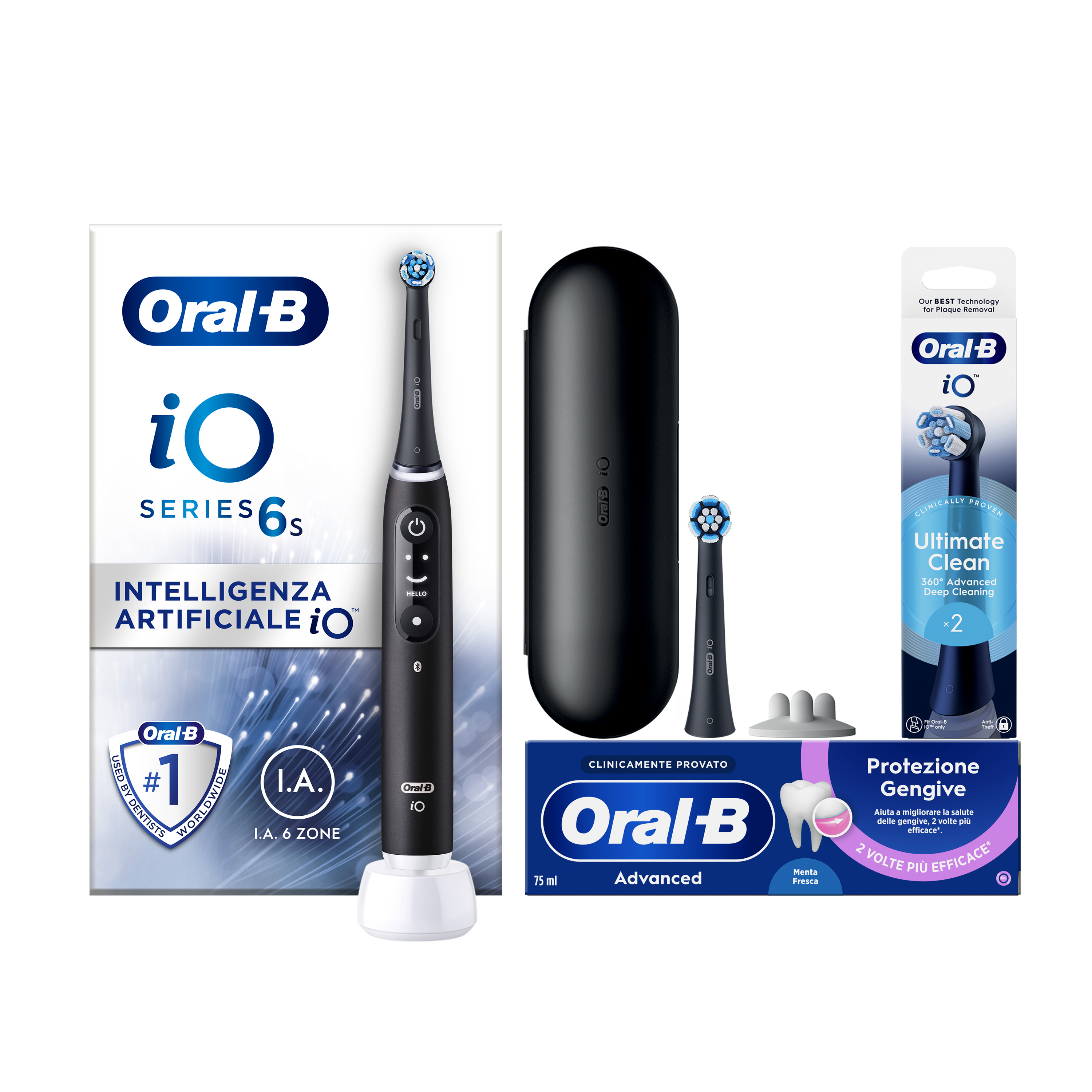 Oral-B Spazzolino Elettrico iO 6 Nero, 2 Testine, 1 Custodia Da Viaggio ...